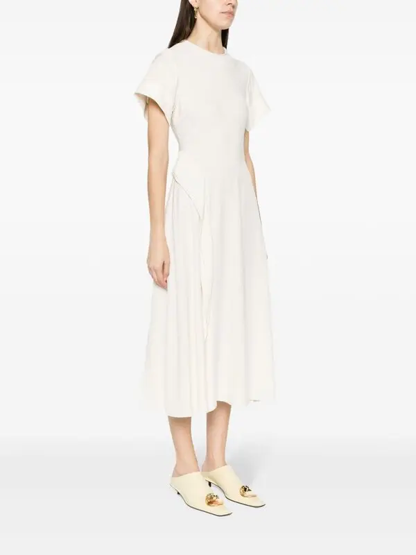 Ulla Johnson Ruffle-detail Round-neck Midi Dress - Neutrals