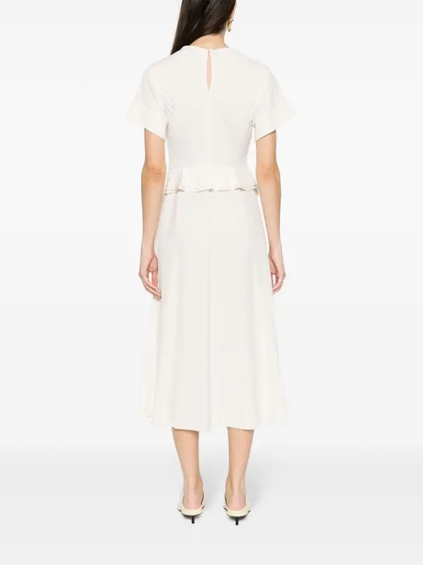 Ulla Johnson Ruffle-detail Round-neck Midi Dress - Neutrals