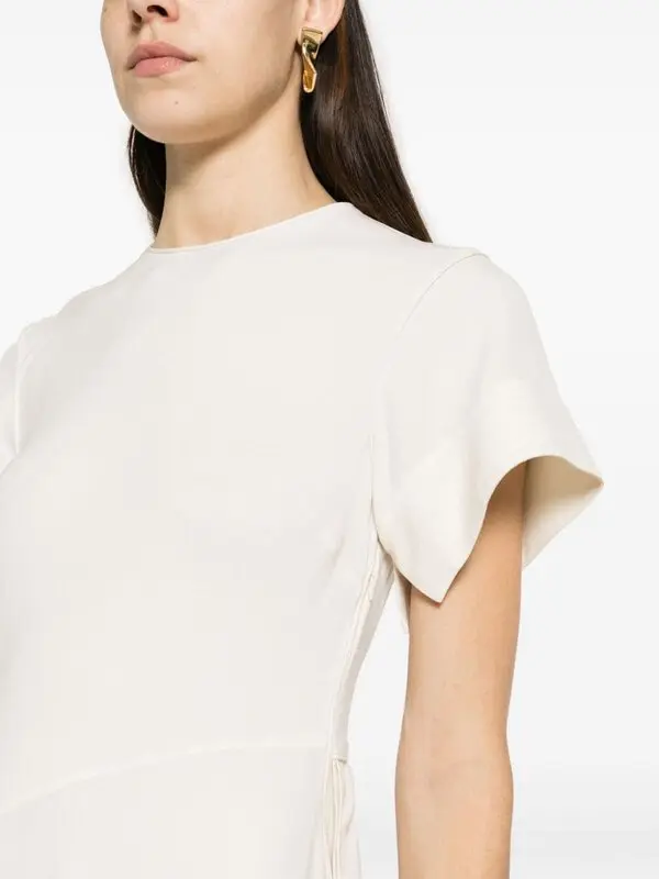 Ulla Johnson Ruffle-detail Round-neck Midi Dress - Neutrals