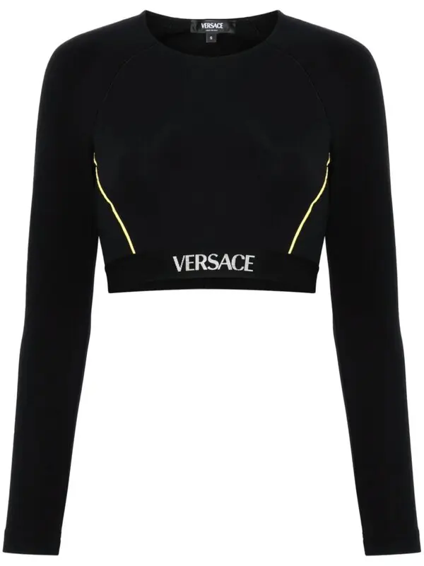 Versace Logo-waistband Performance Top - Black