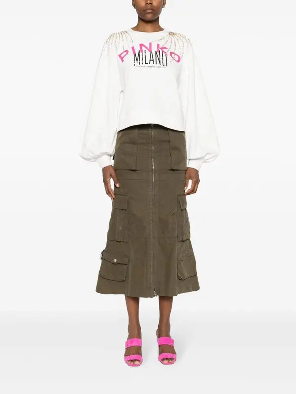 Pinko Logo-print Crystal-embellished Sweatshirt