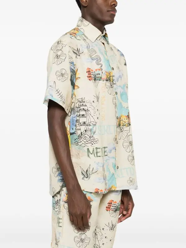 AMIR SLAMA Graphic-print Button-up Shirt