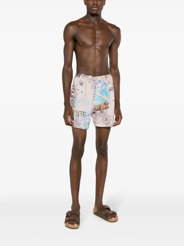 AMIR SLAMA Graphic-print Silk Shorts