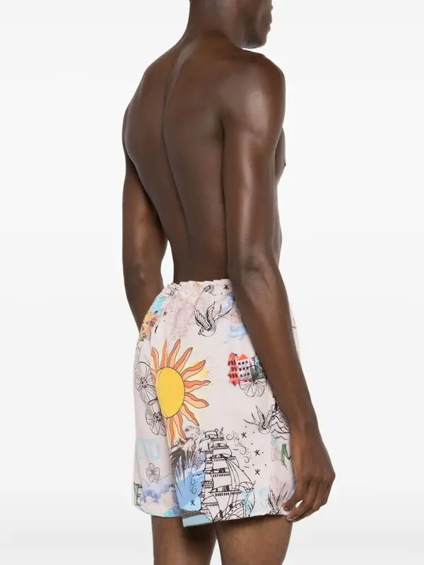 AMIR SLAMA Graphic-print Silk Shorts