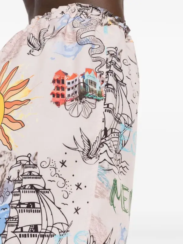 AMIR SLAMA Graphic-print Silk Shorts