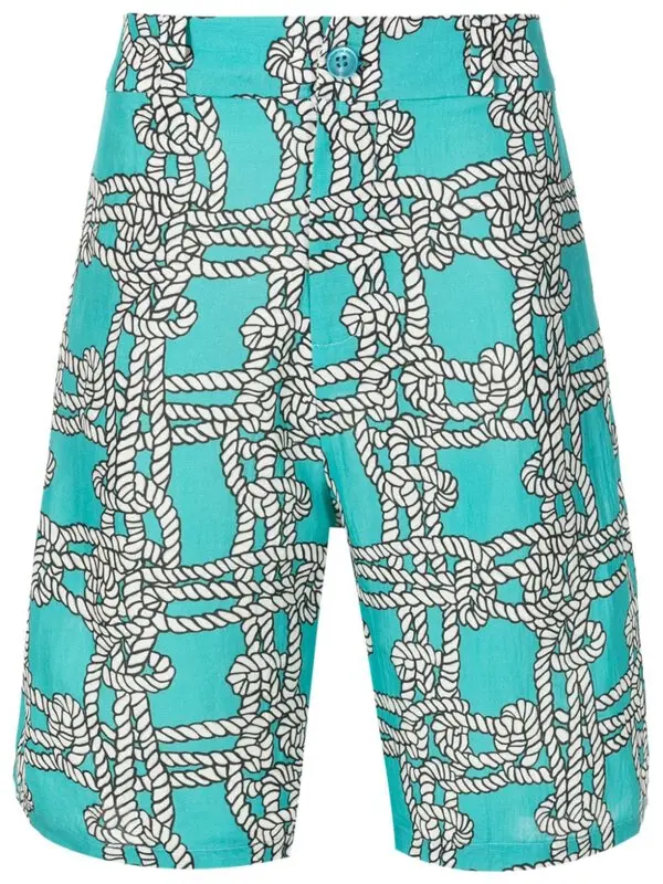 AMIR SLAMA Rope-print Linen Shorts