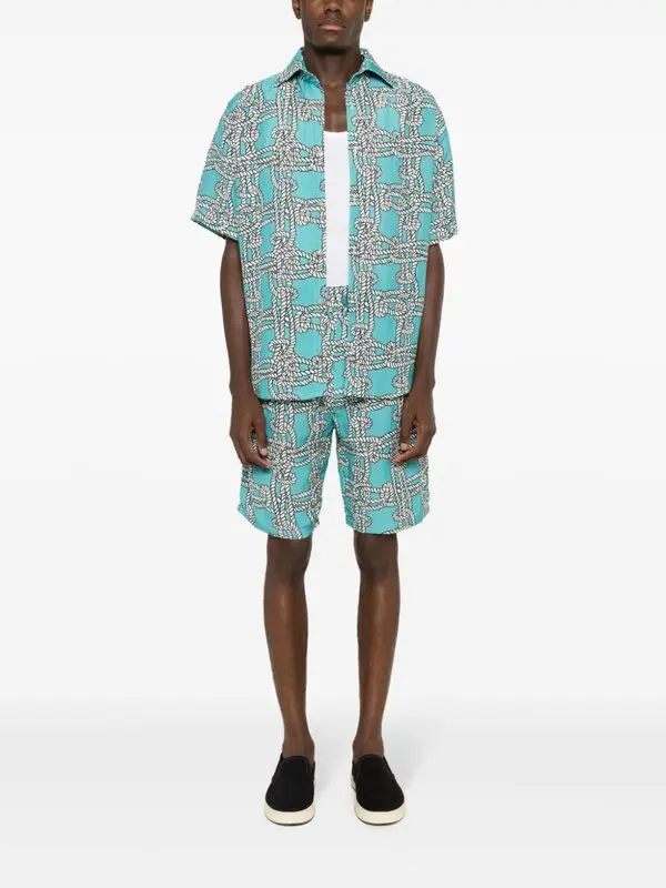 AMIR SLAMA Rope-print Linen Shorts