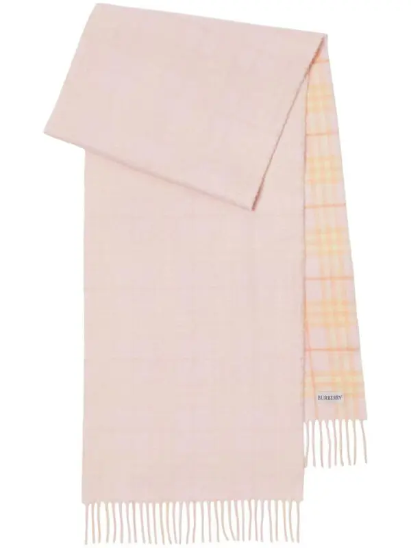 Burberry Logo-patch Reversible Cashmere Scarf - Pink