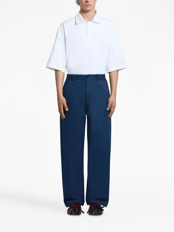 Marni Logo-waistband Cotton Trousers