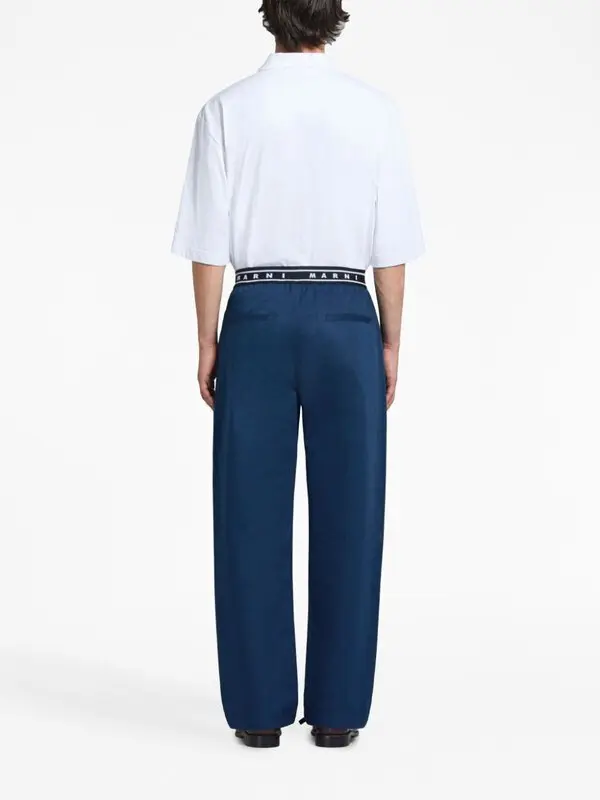 Marni Logo-waistband Cotton Trousers
