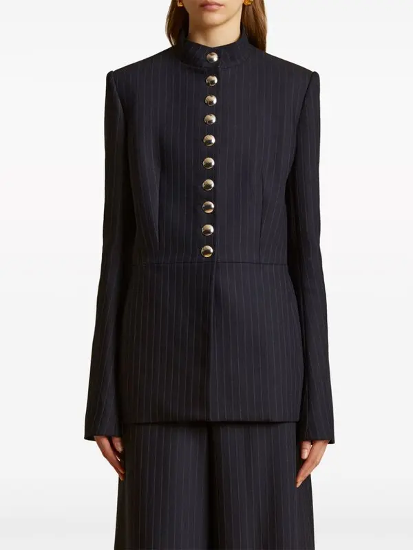 Khaite The Samuel Pinstriped Jacket - Blue