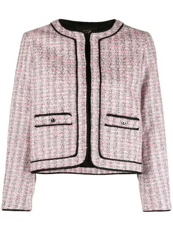 Maje Cropped Tweed Jacket - Pink