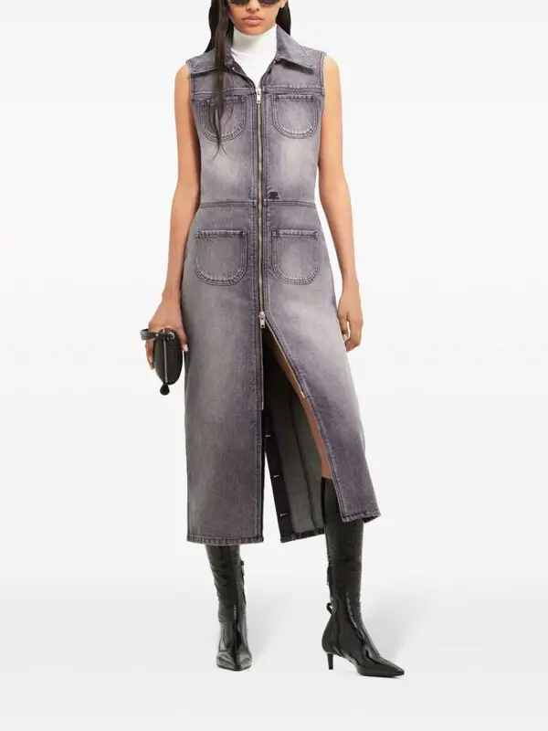 COURREGES Double-pockets Denim Midi Dress