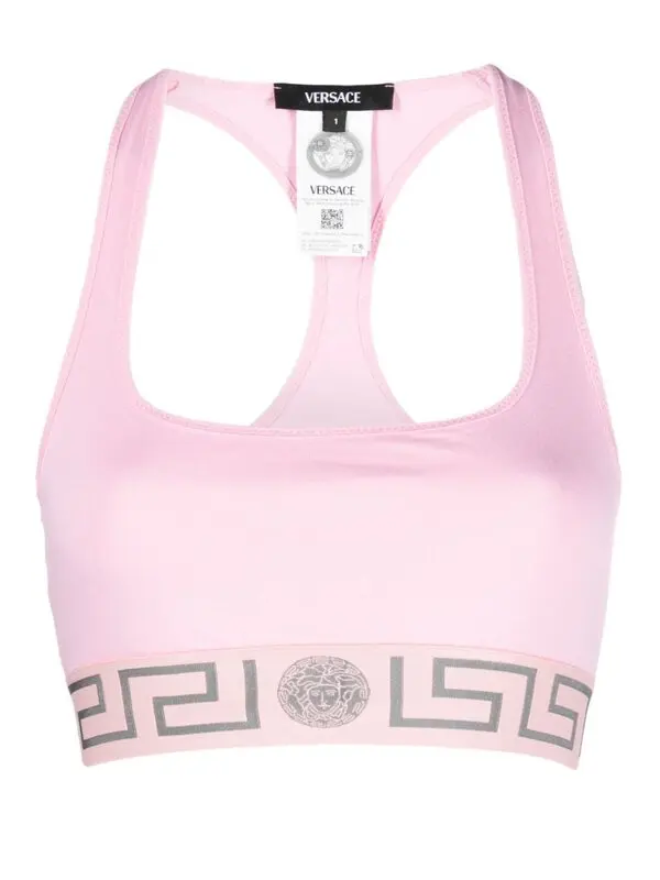 Versace Greca-detailed Scoop-neck Bra - Pink