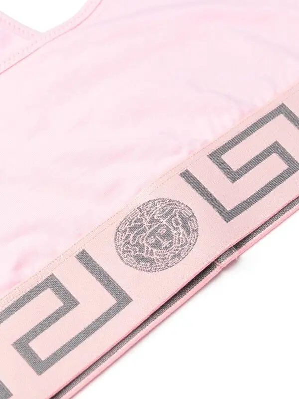 Versace Greca-detailed Scoop-neck Bra - Pink