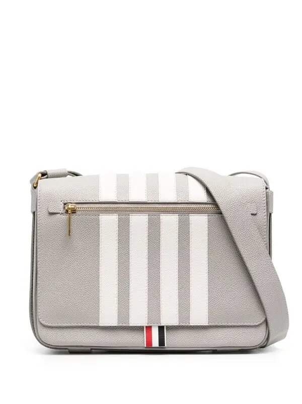 Thom Browne 4-bar Stripe Reporter Bag - Grey