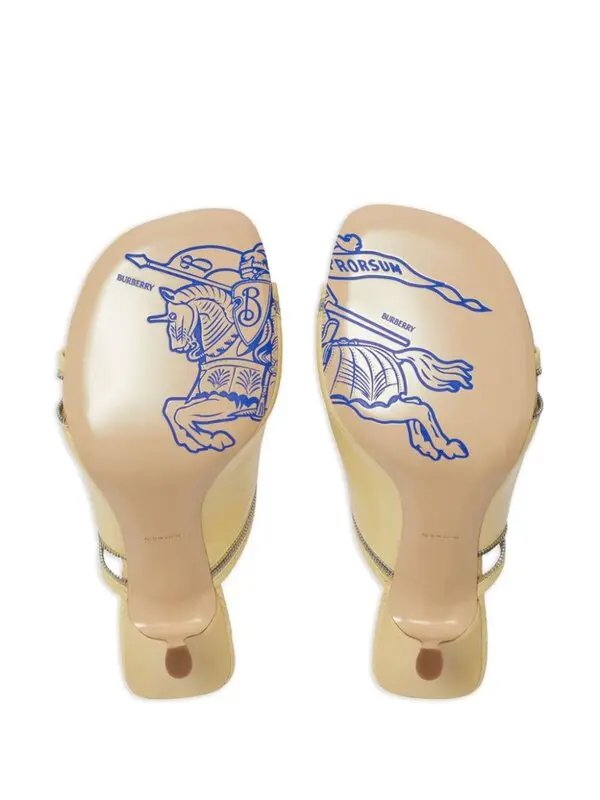 Burberry Decorative-zip Leather Heeled Sandals - Yellow
