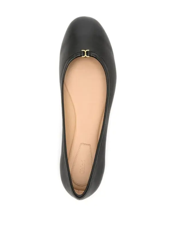 Chloé Marcie Leather Ballerina Shoes - Black