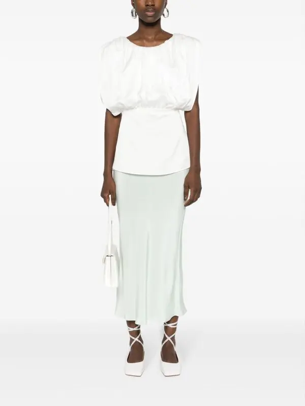 JIL SANDER Ruched Sleeveless Blouse - White