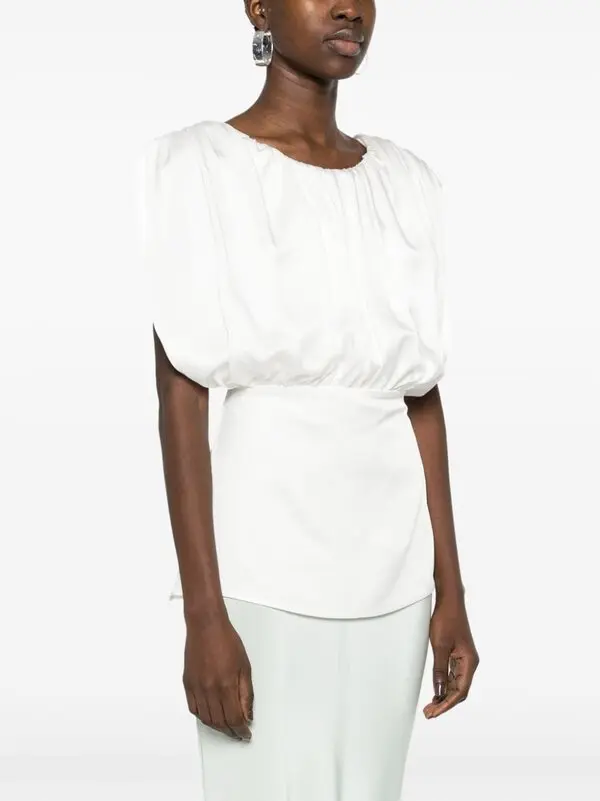 JIL SANDER Ruched Sleeveless Blouse - White