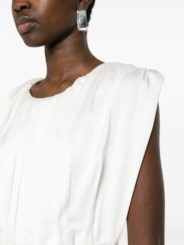 JIL SANDER Ruched Sleeveless Blouse - White
