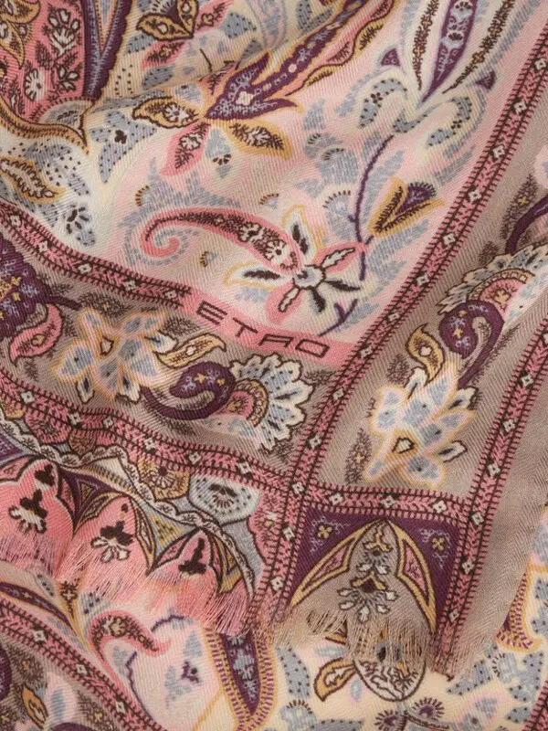 Etro Leafy Silk And Cashmere Scarf