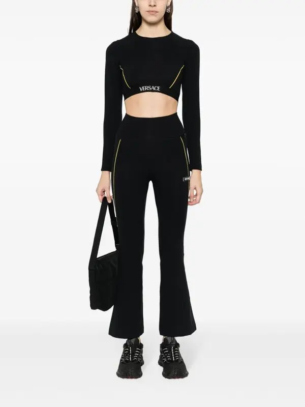 Versace Logo Appliqué Flared Leggings