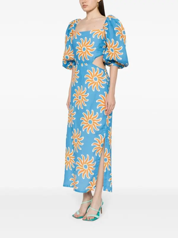 CALA DE LA CRUZ Timbiqui Graphic-print Linen Dress