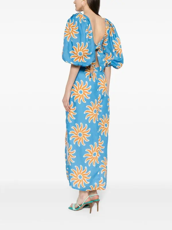 CALA DE LA CRUZ Timbiqui Graphic-print Linen Dress