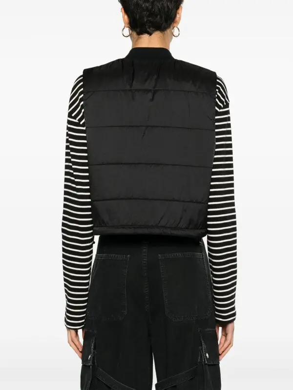 Palm Angels Logo-embroidered Cropped Gilet - Black