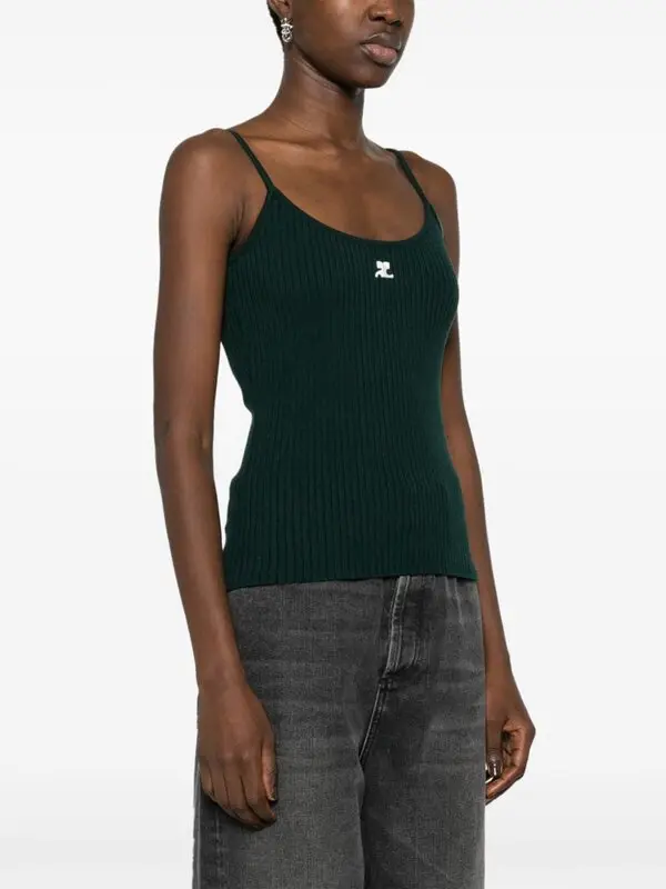 COURREGES Reedition Ribbed Tank Top - Green