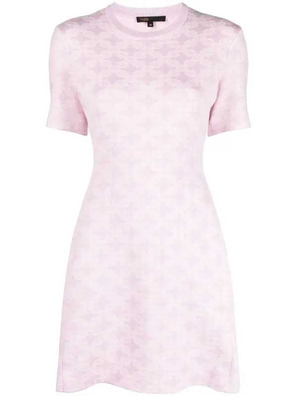Maje Short-sleeved Jacquard-knit Minidress