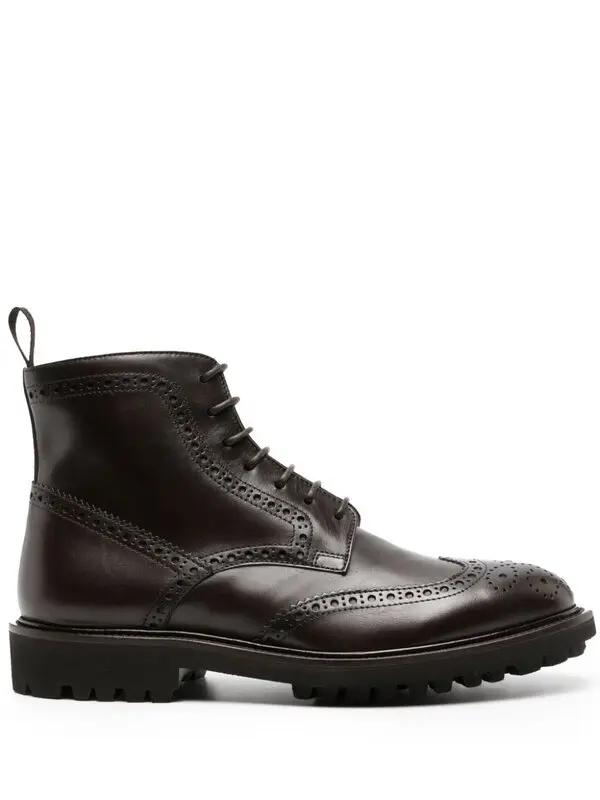 SCAROSSO Thomas Perforated Leather Boots - Black