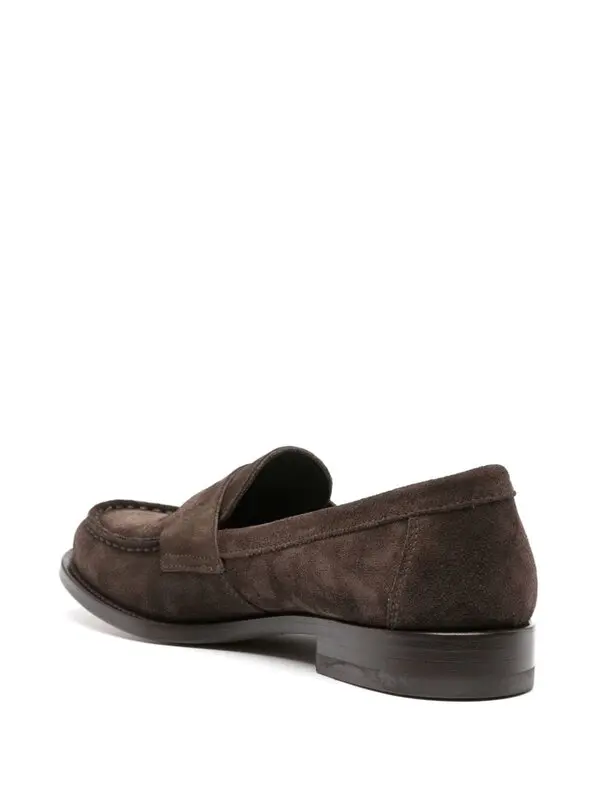SCAROSSO Harper Suede Penny Loafers - Brown
