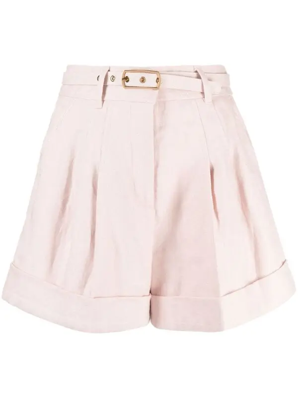 Zimmermann Matchmaker Belted Linen Shorts