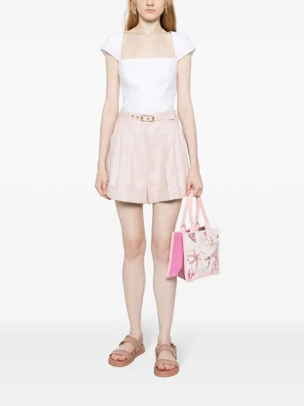 Zimmermann Matchmaker Belted Linen Shorts