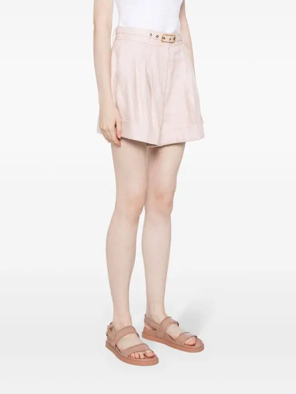 Zimmermann Matchmaker Belted Linen Shorts