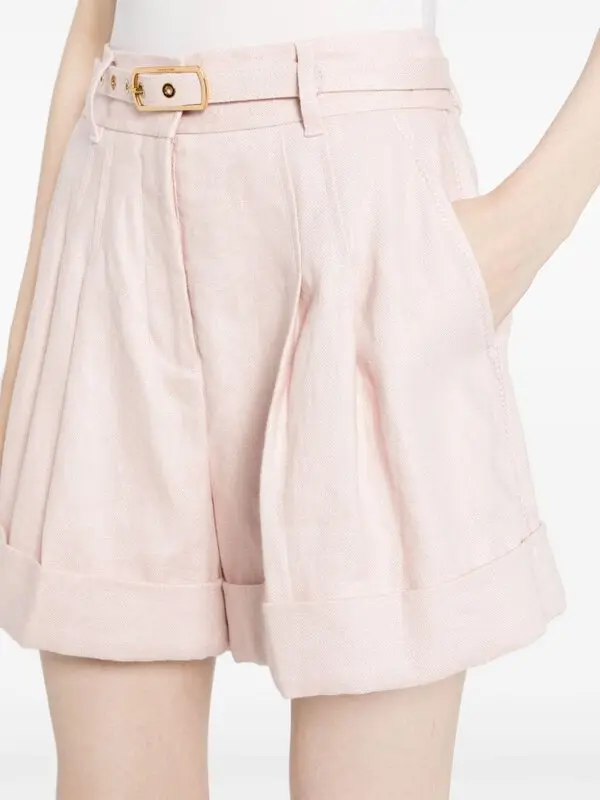 Zimmermann Matchmaker Belted Linen Shorts