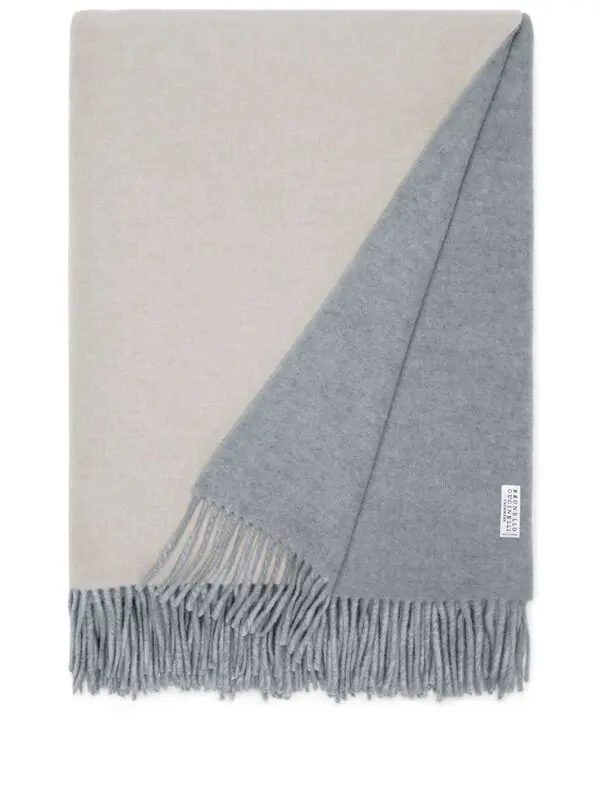 Brunello Cucinelli Frayed-edge Cashmere Blanket - Grey