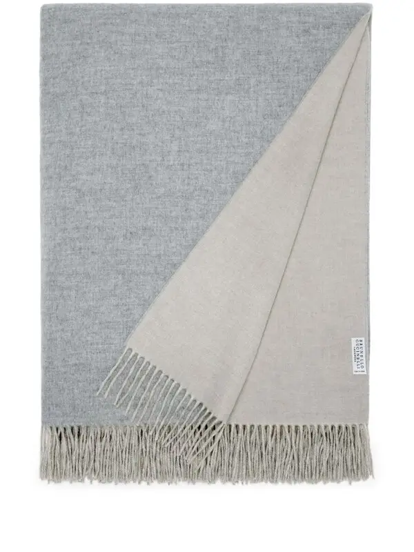 Brunello Cucinelli Fringed Cashmere Blanket - Grey