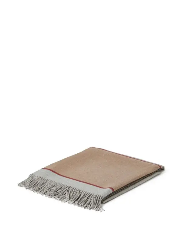 Brunello Cucinelli Fringed Colour-block Silk Blanket - Neutrals