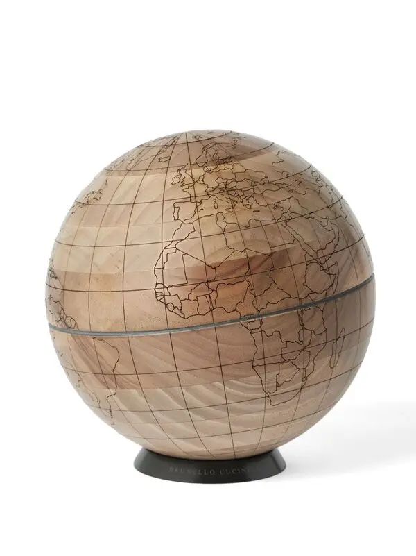 Brunello Cucinelli Engraved Wooden Globe