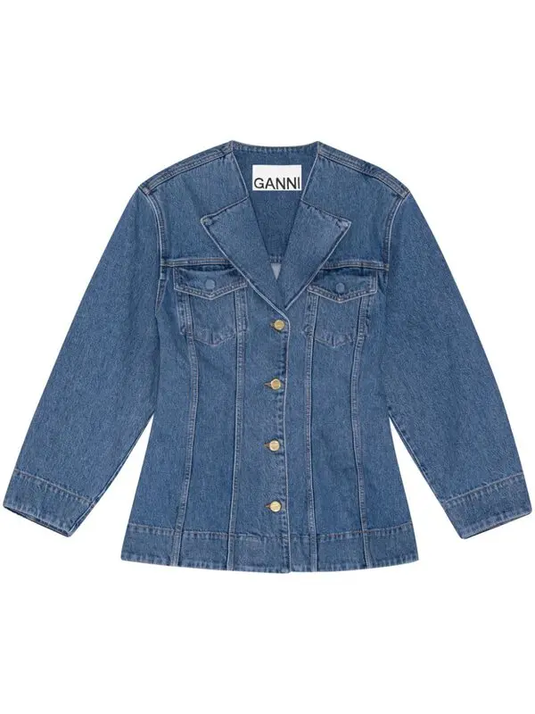 GANNI Buttoned Denim Shirt - Blue