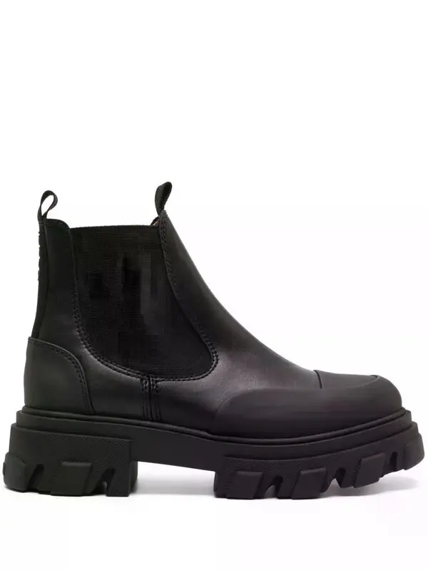 GANNI Leather Chelsea Boots - Black