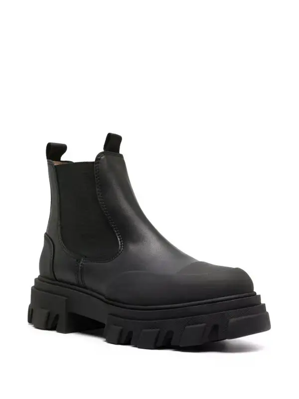 GANNI Leather Chelsea Boots - Black