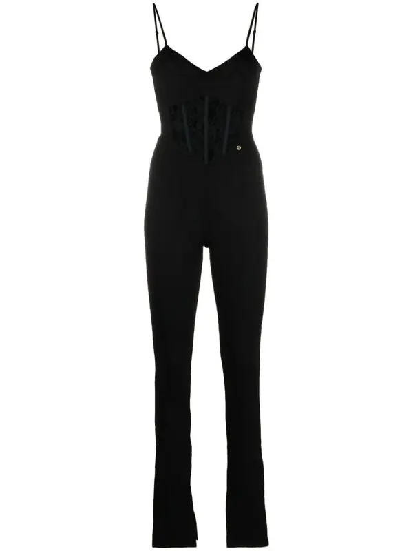 NISSA Boned-bodice Slim-cut Jumpsuit - Black