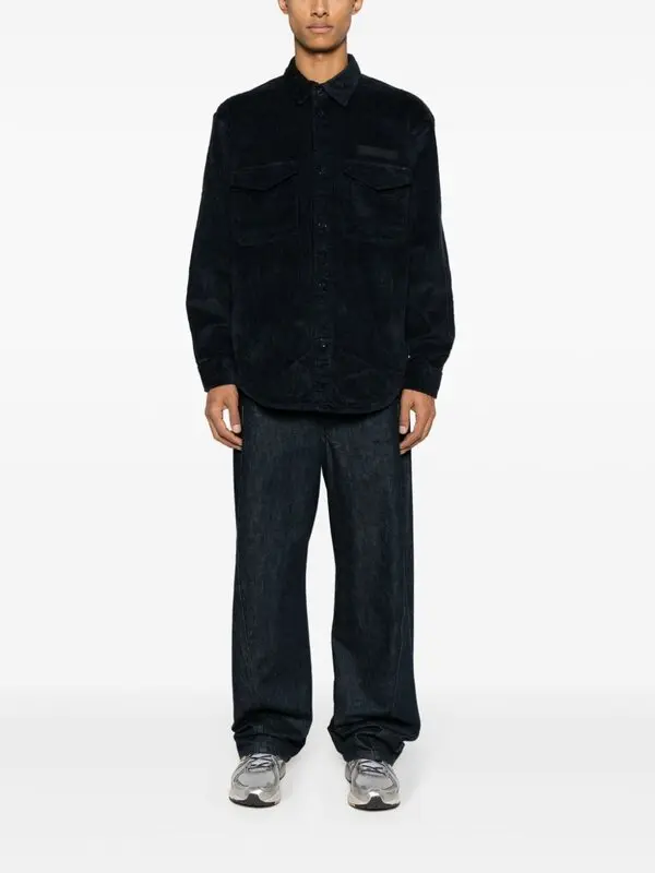 Tommy Hilfiger Rubberised-logo Corduroy Overshirt - Blue
