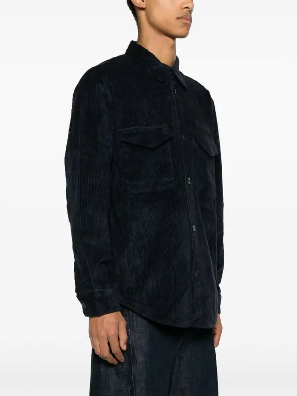 Tommy Hilfiger Rubberised-logo Corduroy Overshirt - Blue