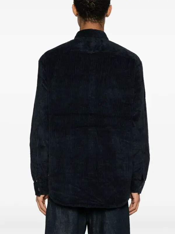 Tommy Hilfiger Rubberised-logo Corduroy Overshirt - Blue
