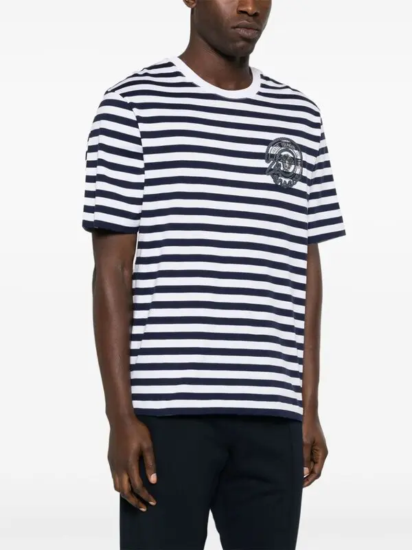 Versace Medusa-embroidered Striped T-shirt
